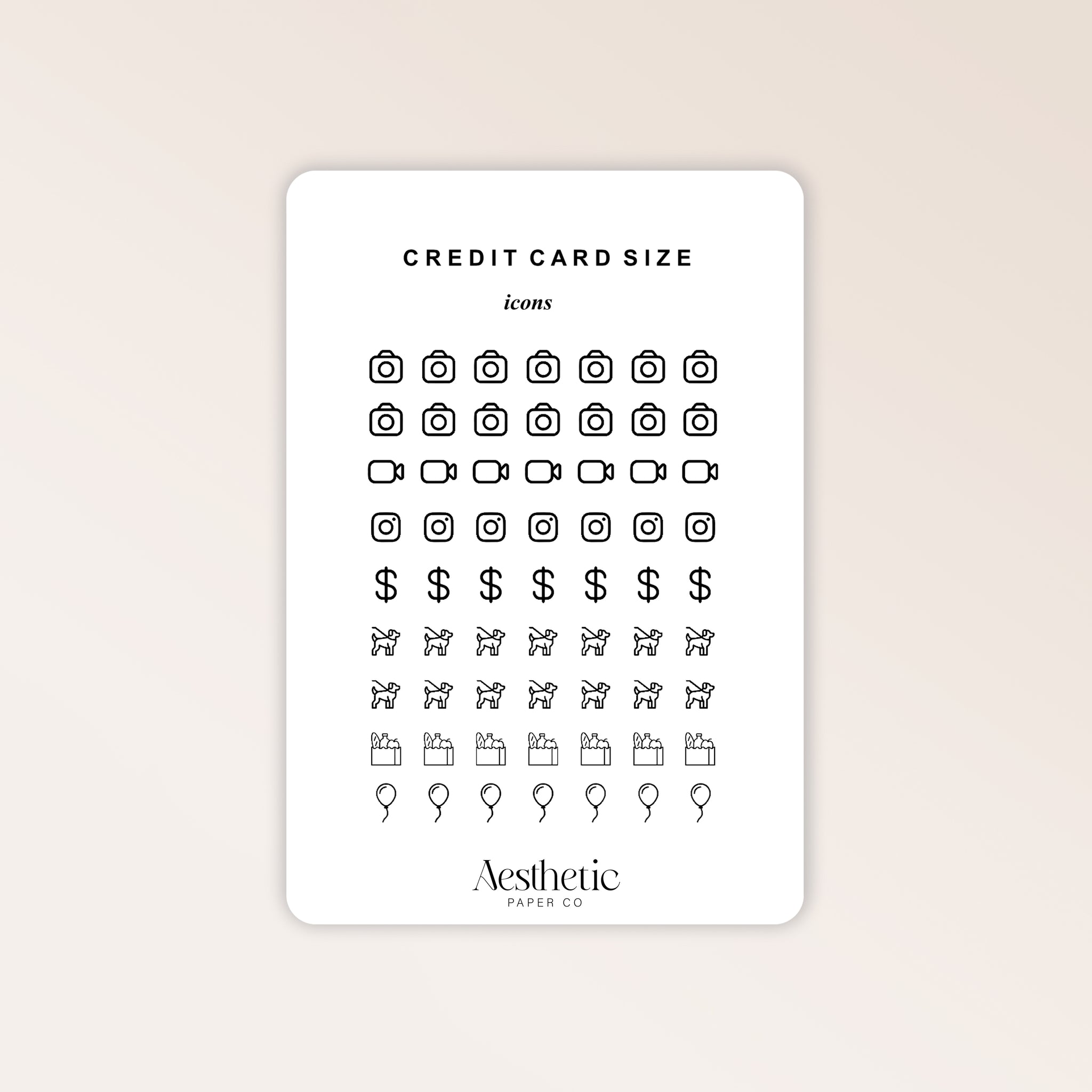CREDIT CARD SIZED | ICON STICKERS | MINI