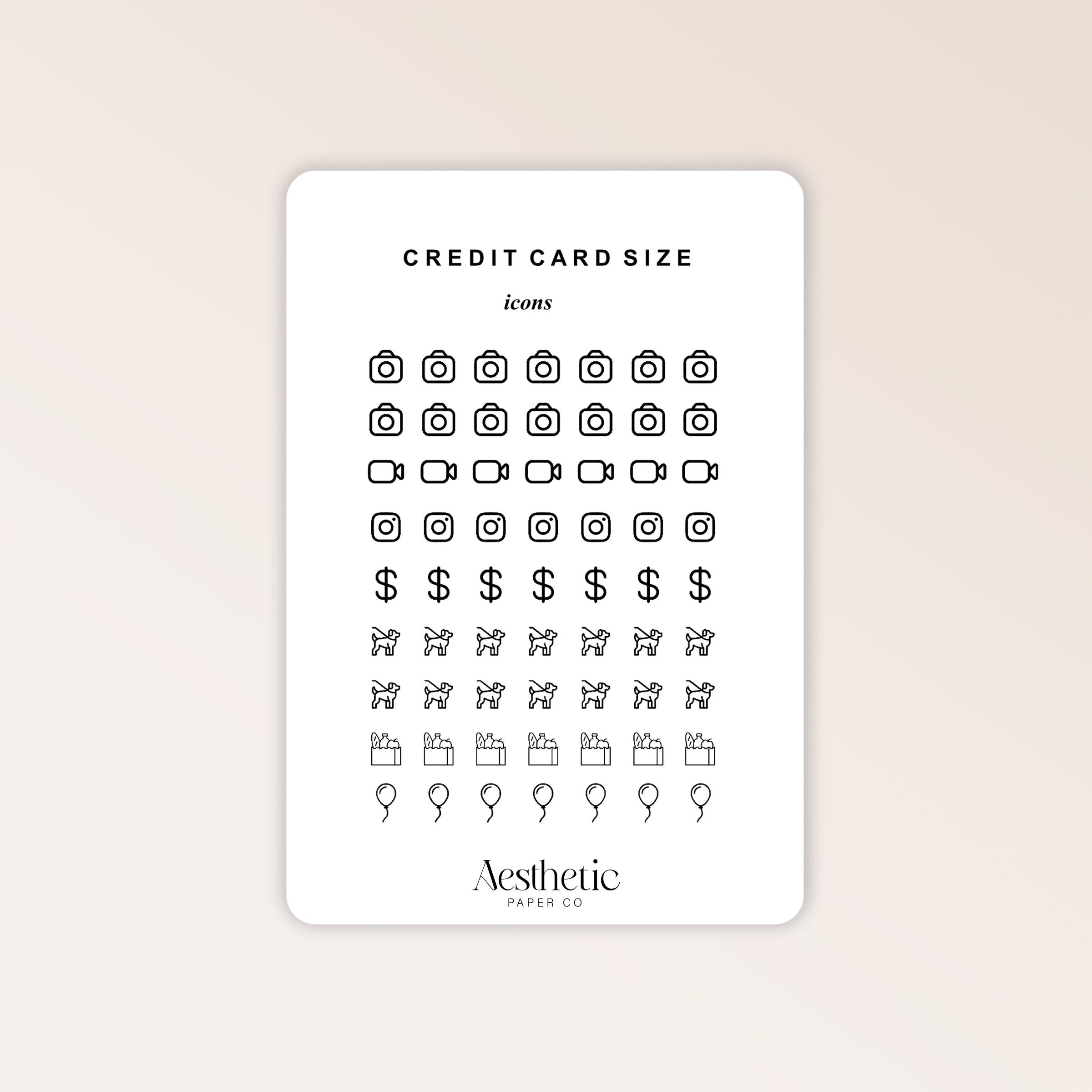 CREDIT CARD SIZED | ICON STICKERS | MINI