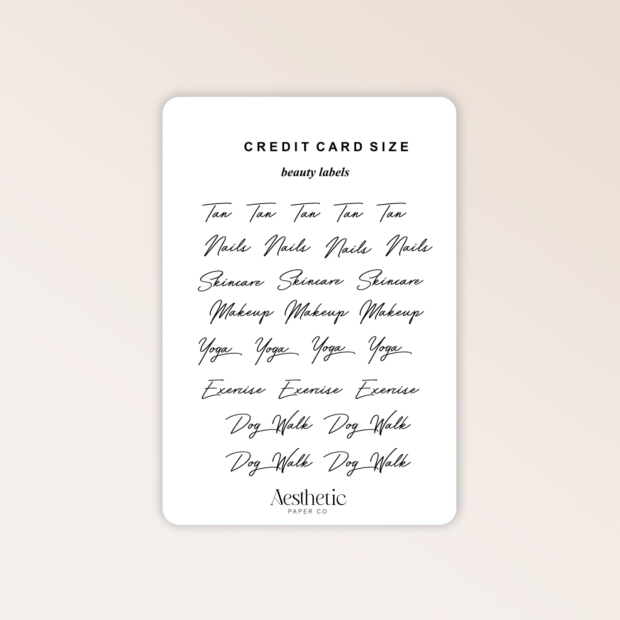 CREDIT CARD SIZED | BEAUTY STICKERS | MINI