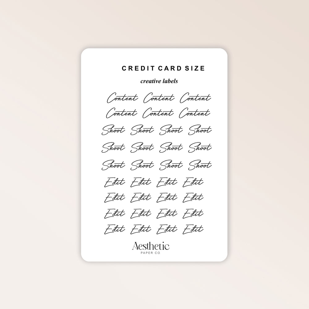 CREDIT CARD SIZED | CREATIVE STICKERS | MINI