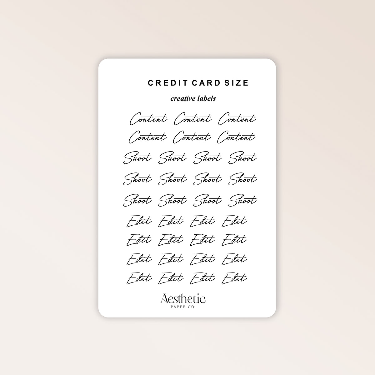CREDIT CARD SIZED | CREATIVE STICKERS | MINI