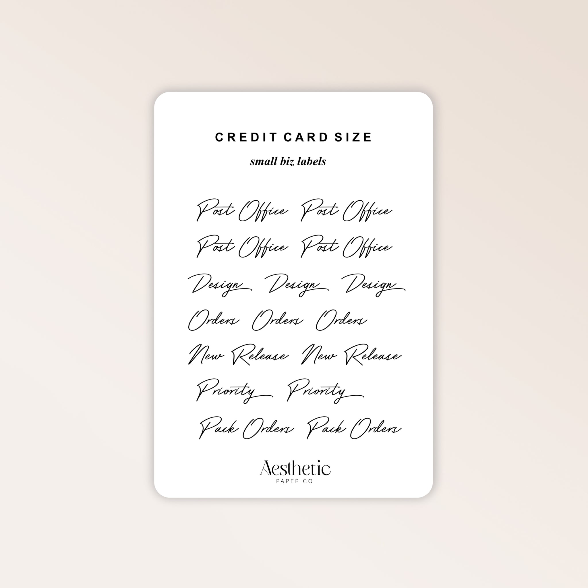 CREDIT CARD SIZED | SMALL BUSINESS STICKERS | MINI